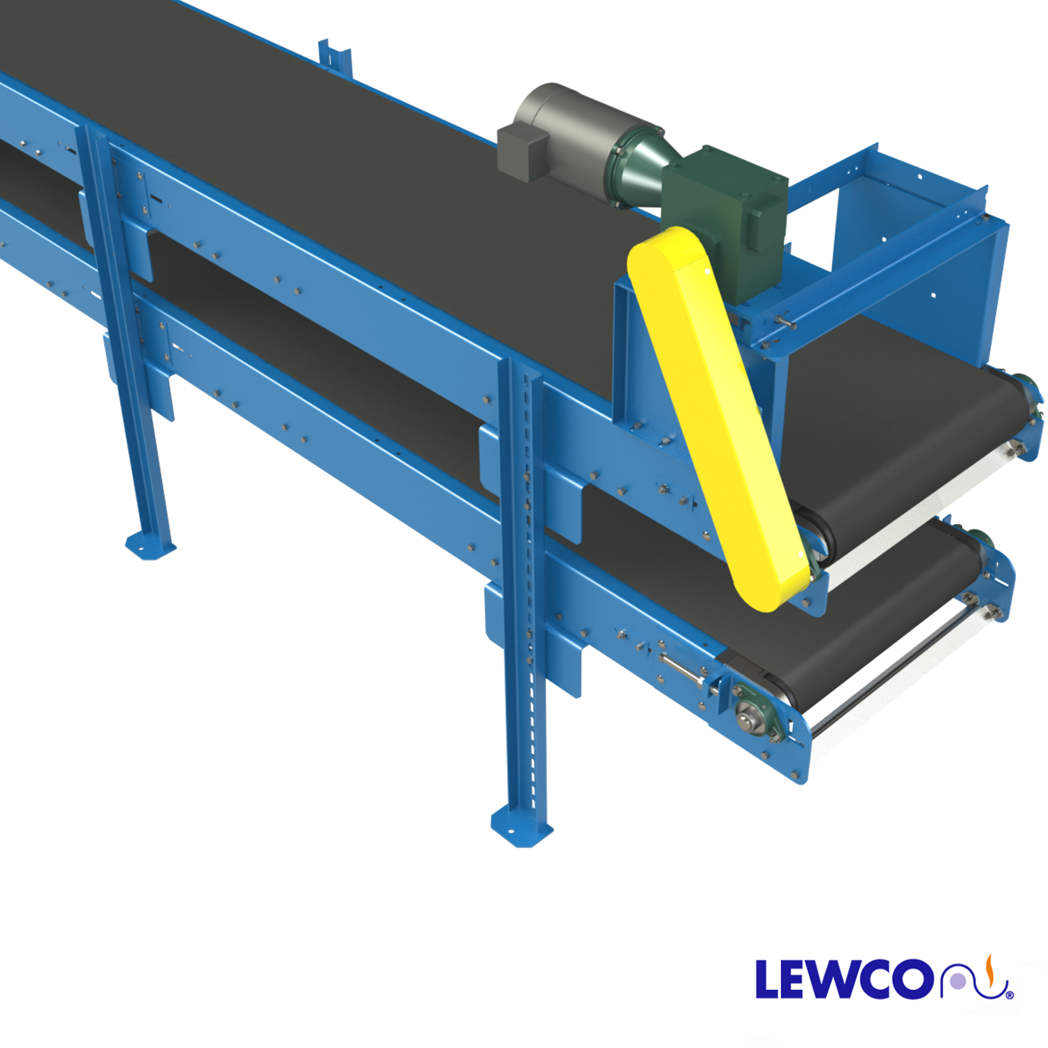 Two Tier Belt Conveyor with Opposite Direction Flow - Lewco Conveyors Two Tier Belt Conveyor with Opposite Direction Flow - Lewco Conveyors
